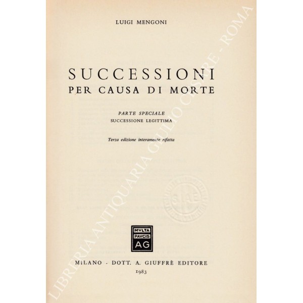 Successioni per causa di morte. Parte speciale Successione legittima. Successione necessaria
