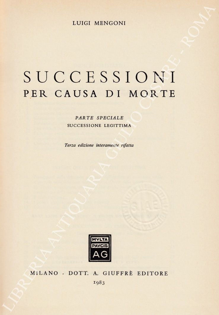 Successioni per causa di morte. Parte speciale: Successione necessaria - Libreria Antiquaria ...