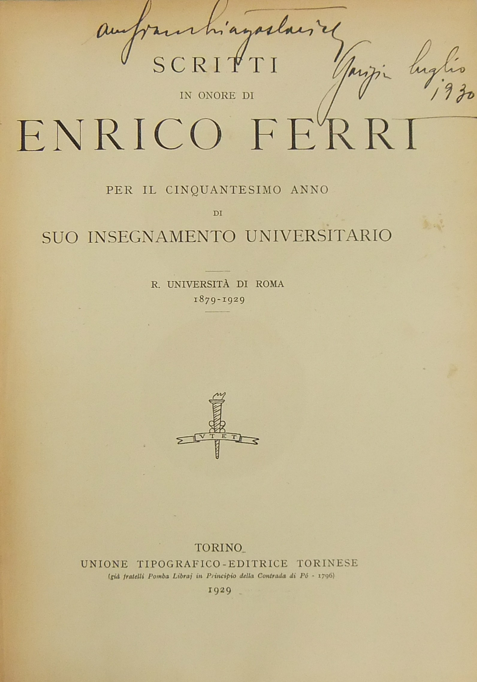 Scritti in onore di Enrico Ferri per il cinquantesimo anno di suo ...