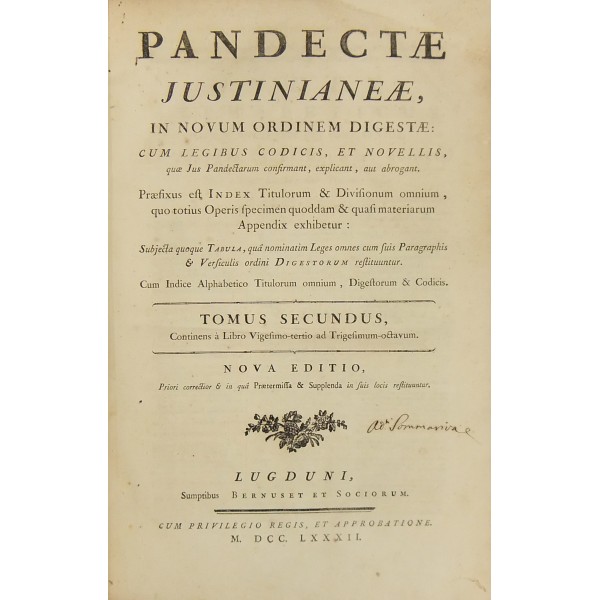 Pandectae justinianeae in novum ordinem digestae cum legibus Codicis et ...