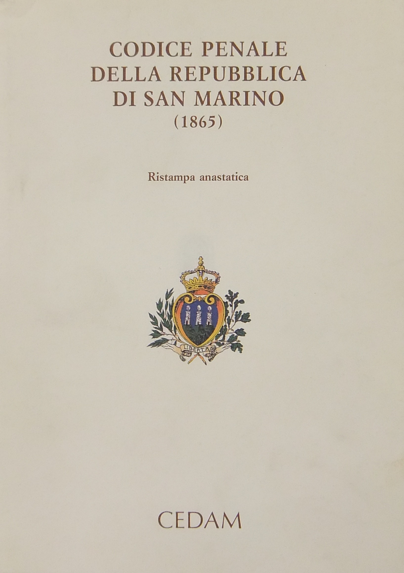Codice penale della Repubblica di San Marino (1865).