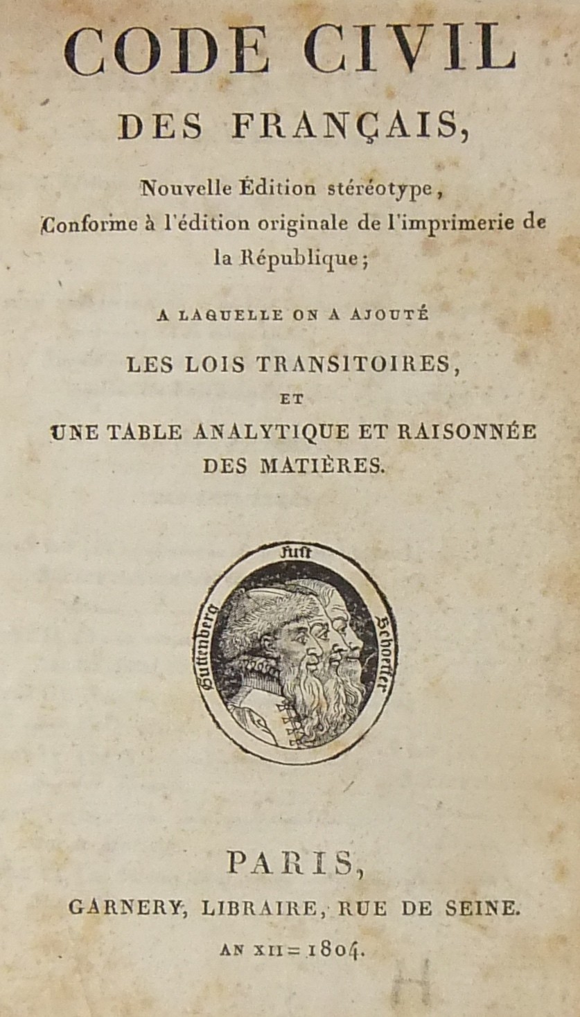 Code civil des Français. Nouvelle edition stereotype conforme a l ...