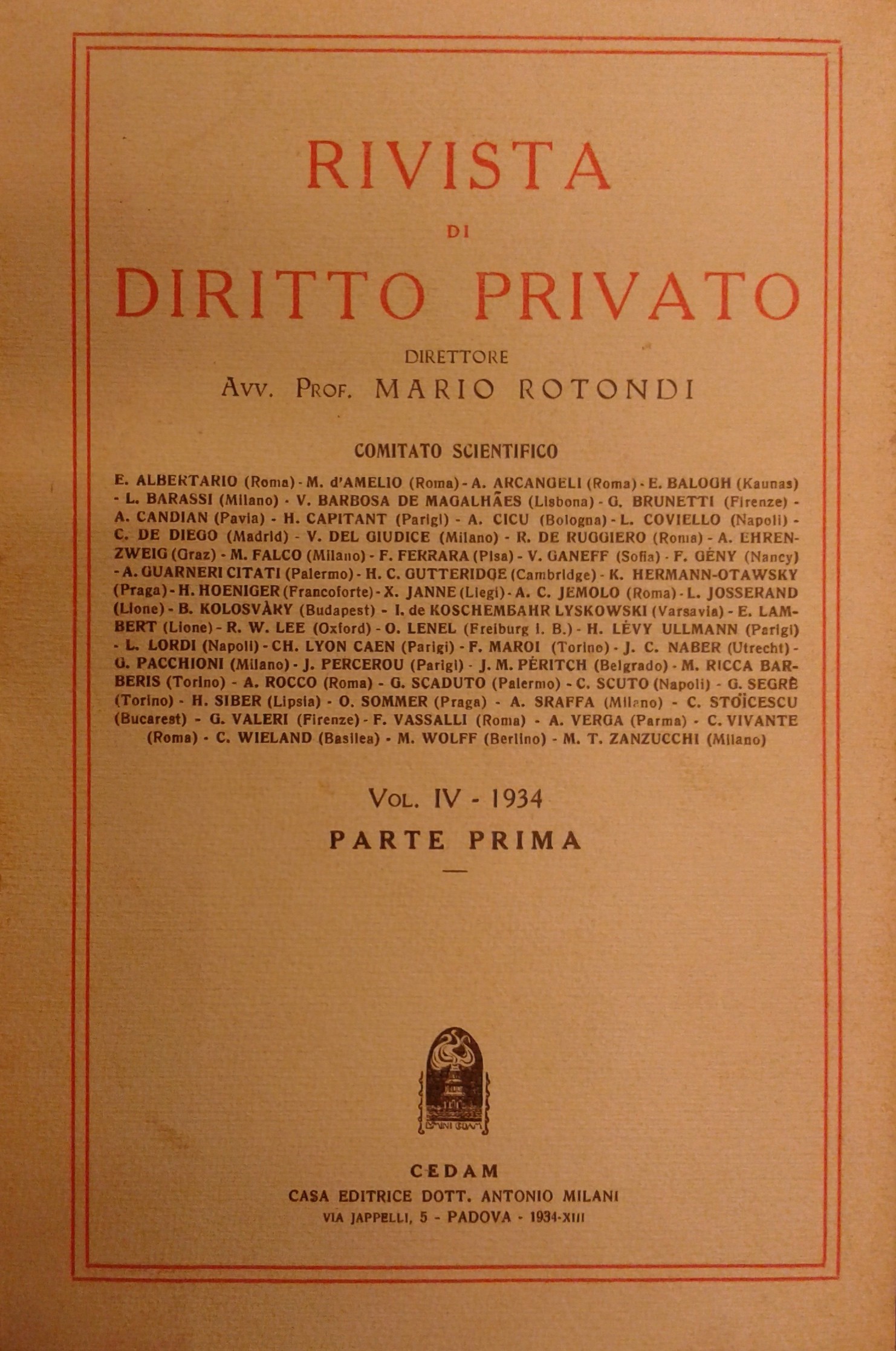Rivista di diritto privato. Diretta da Mario Rotondi