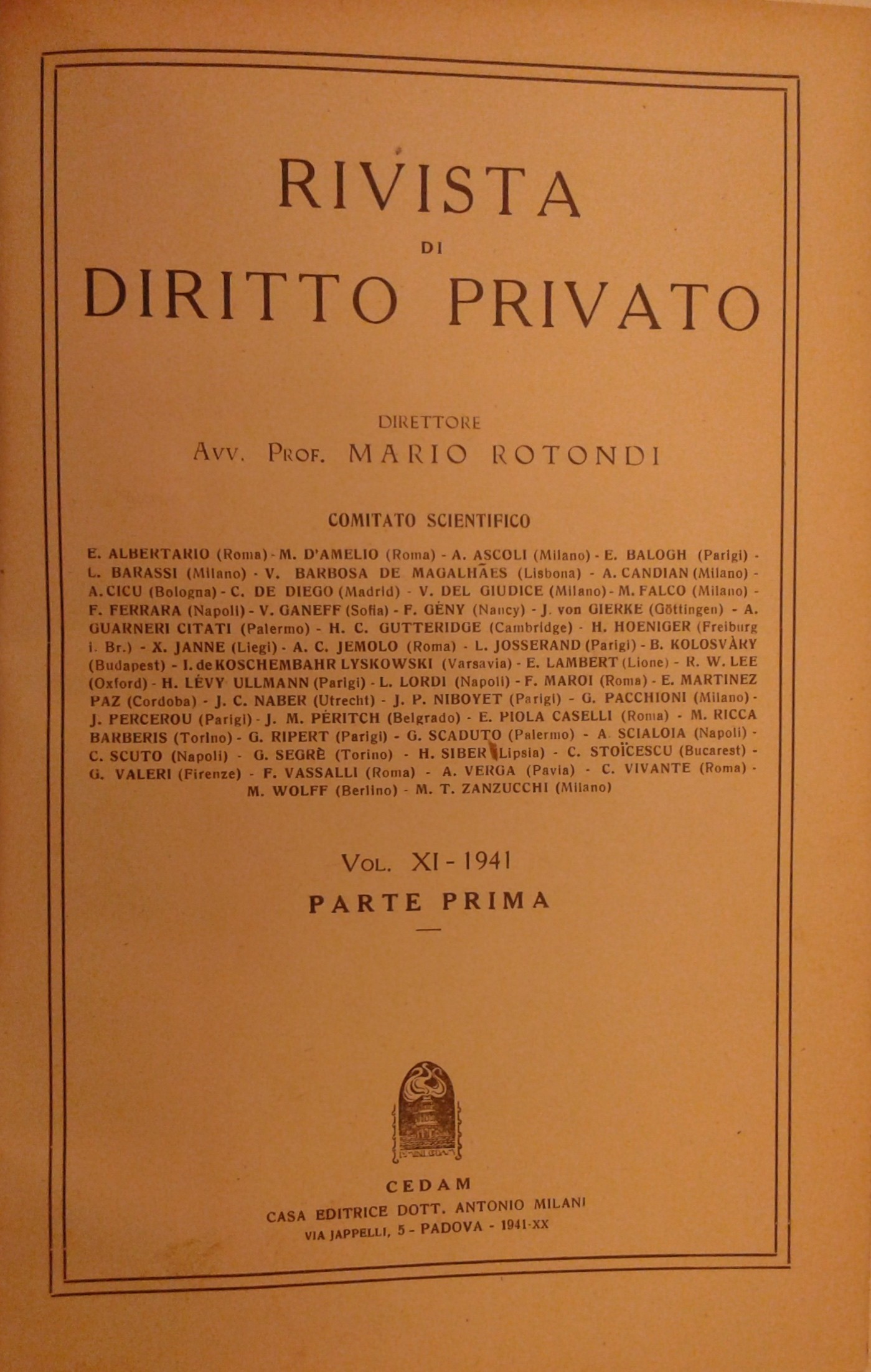 Rivista di diritto privato. Diretta da Mario Rotondi