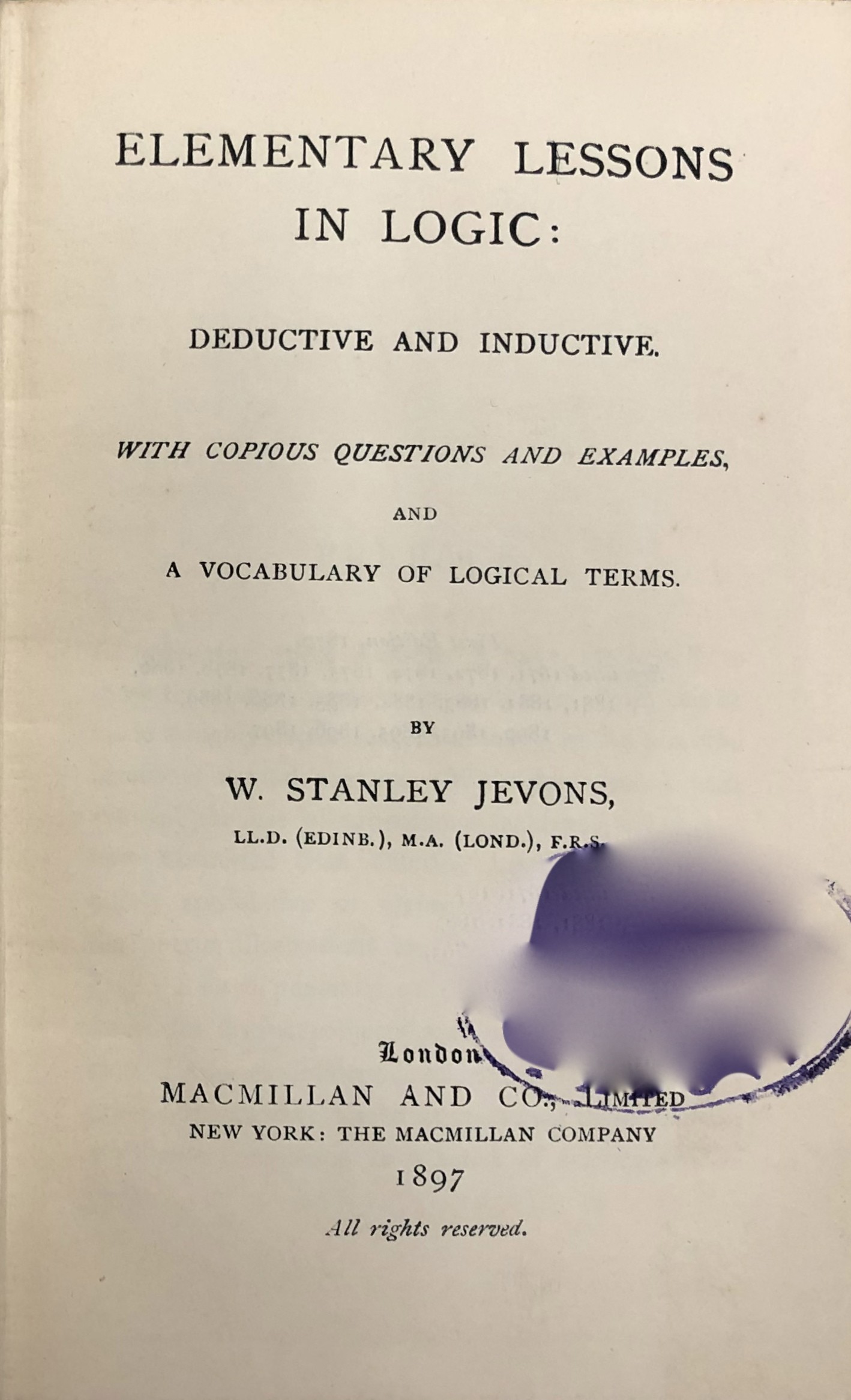 Elementary lessons in logic Deductive and inductive. With copius ...
